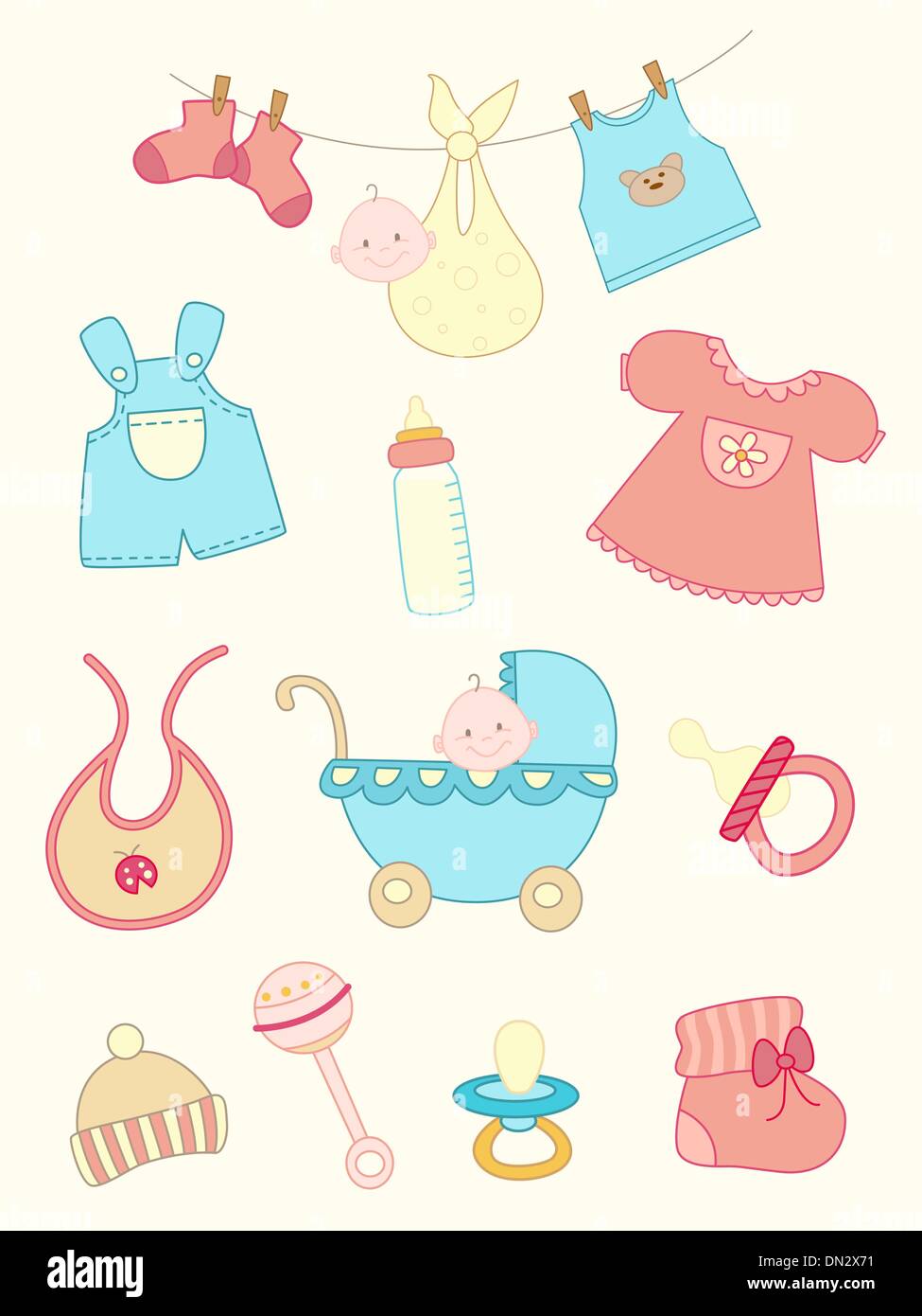 Pink clothes baby girl Stock Vector Images - Alamy
