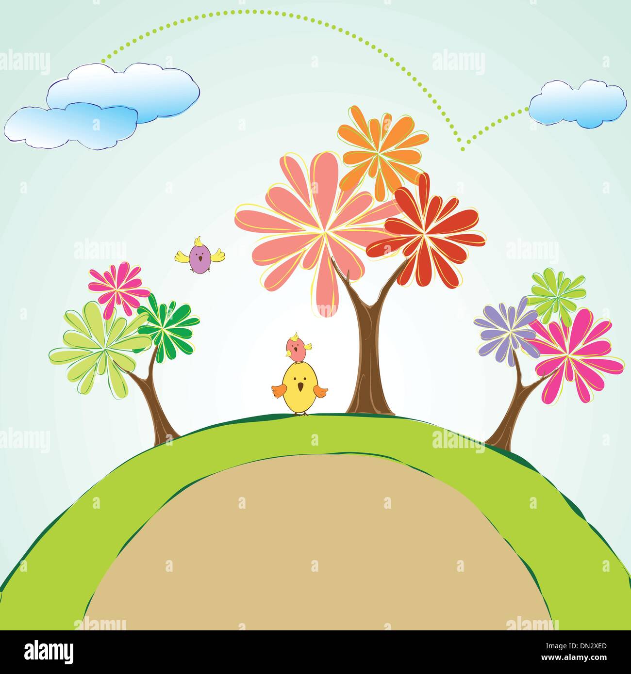 Green planet tree with colorful bird wallpaper Stock Vector Image & Art ...
