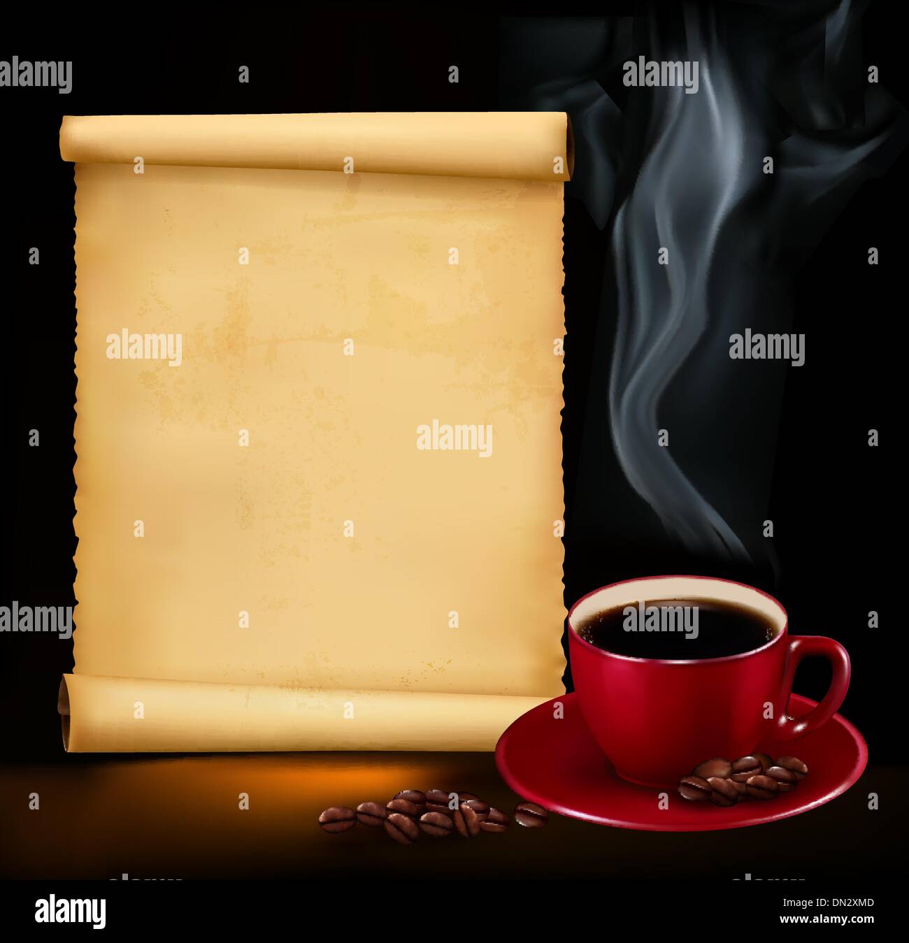 Background with cup of coffee and old paper. Vector Stock Vector Image ...