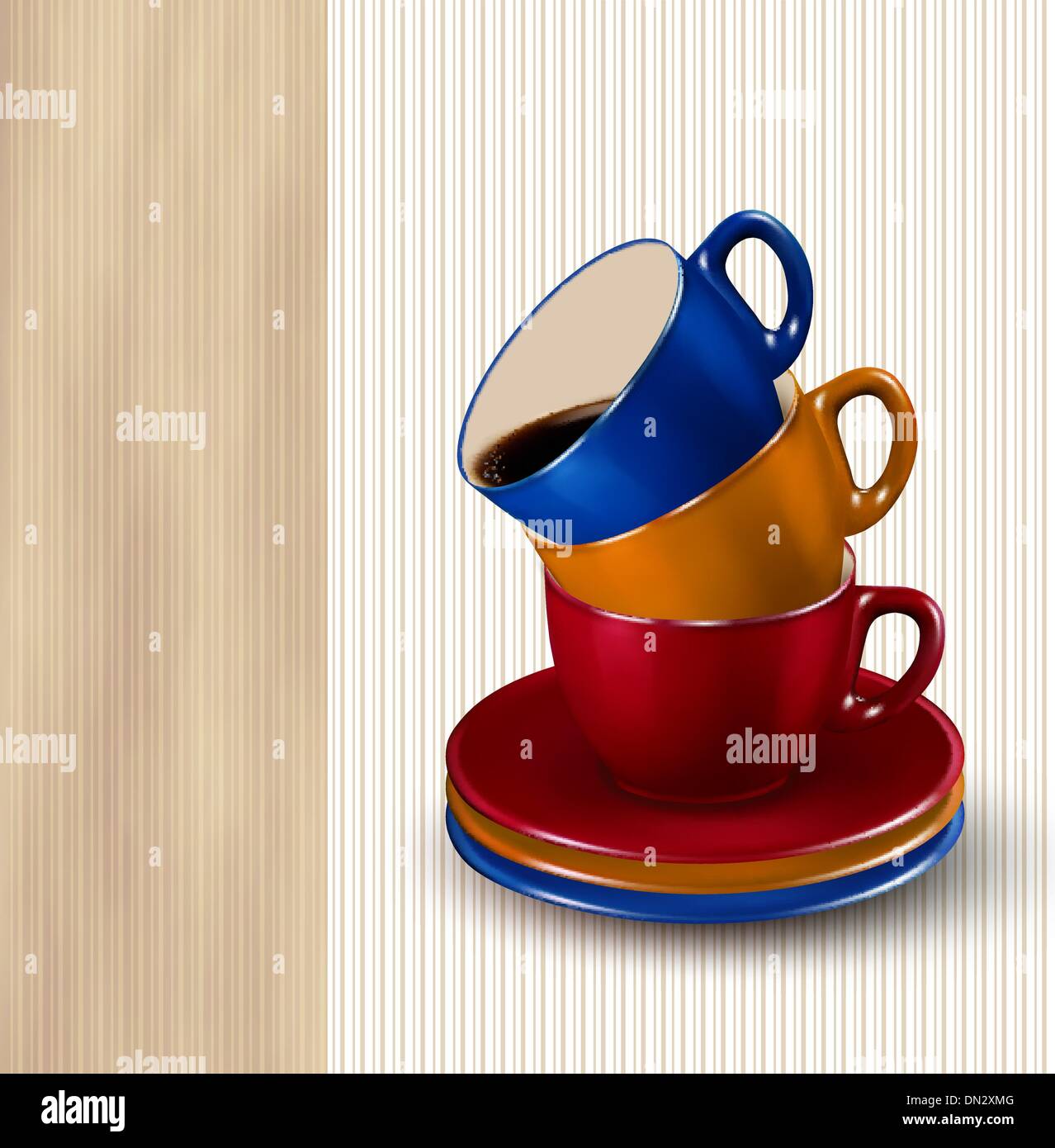 Background with colorful cups of coffee. Coffee design template Stock ...