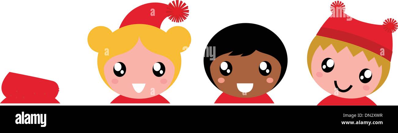 Cute multicultural christmas kids banner Stock Vector Image & Art - Alamy