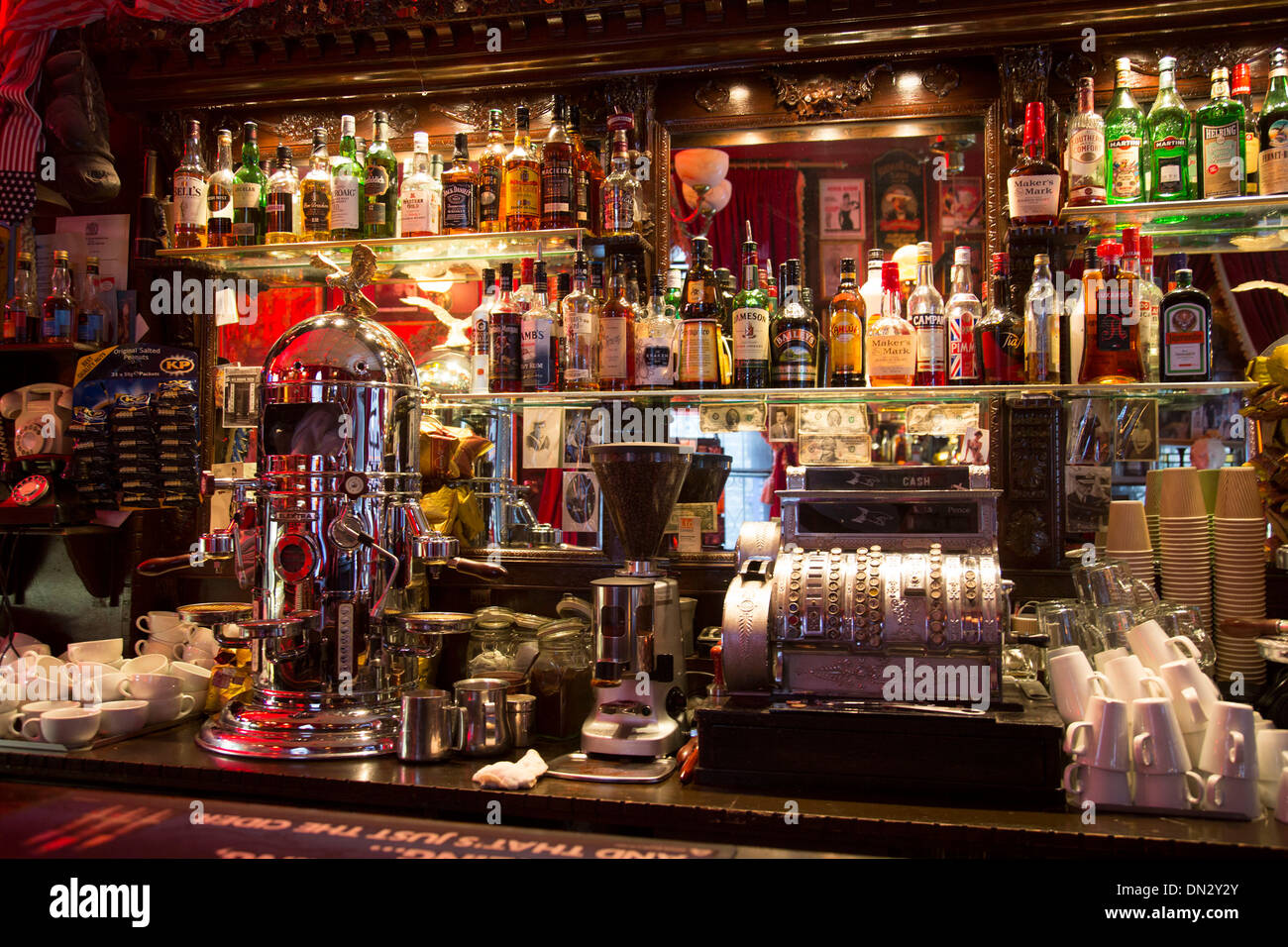 Scene inside the elaborately decorated Bridge Cafe in Shoreditch ...
