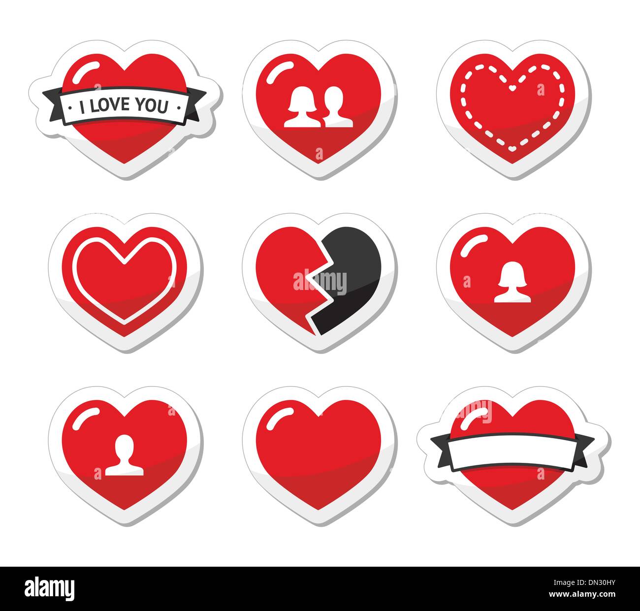 Love hearts labels set for Valentines Day Stock Vector Image & Art - Alamy