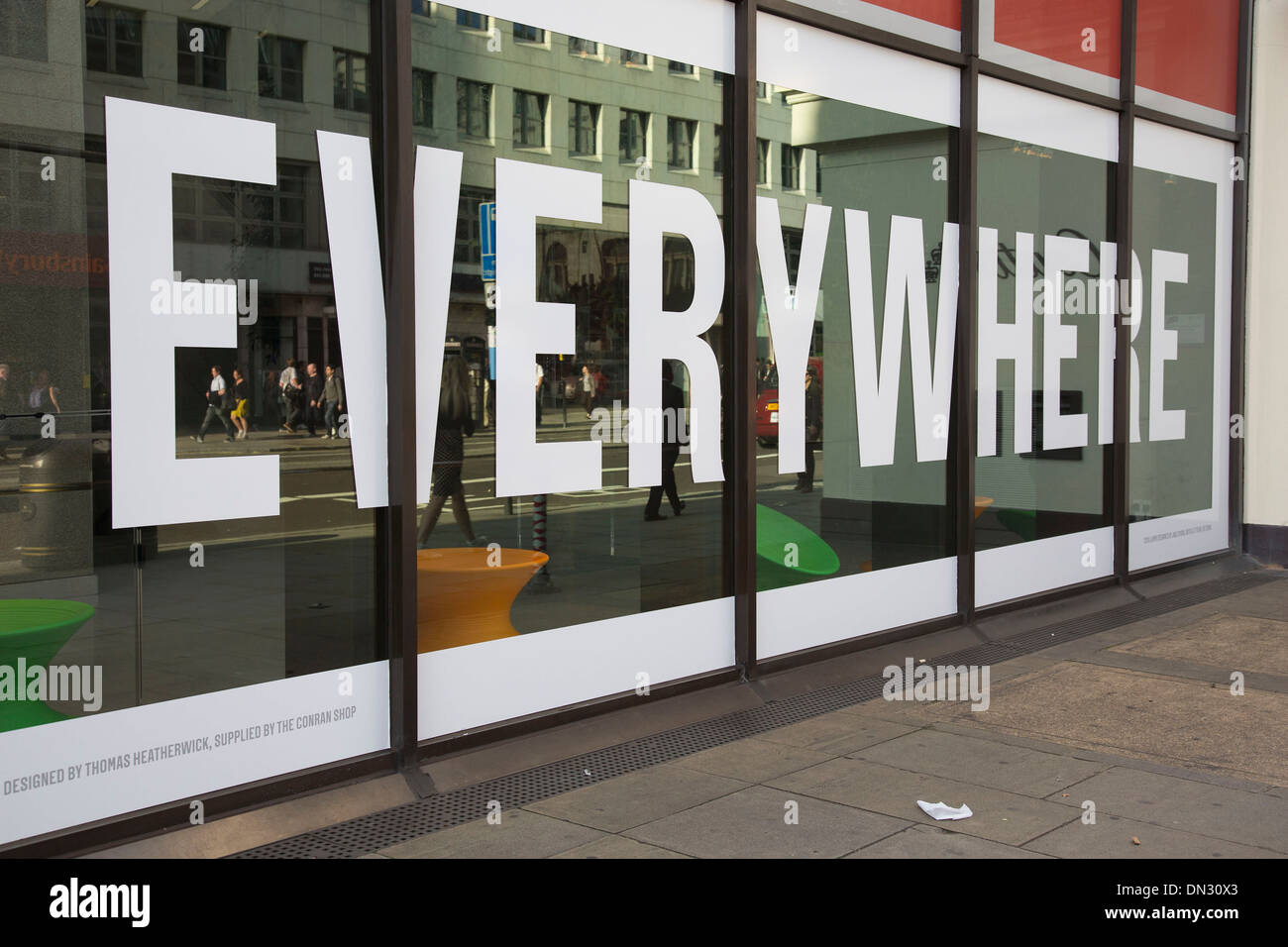 The word Everywhere on a shop window in central London Stock Photo - Alamy