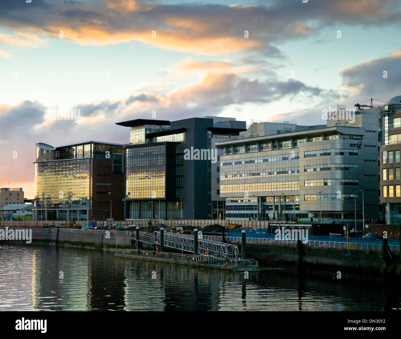 view of the broomielaw on the clyde in glasgow with bt building on ...
