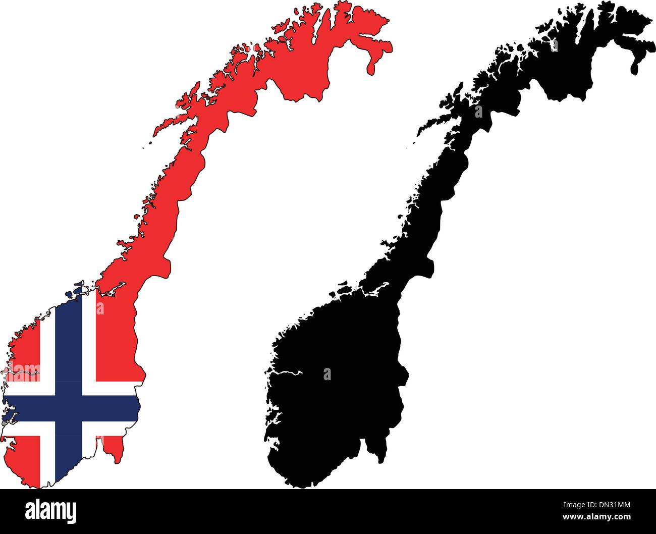 Outline map of norway Stock Vector Images - Alamy