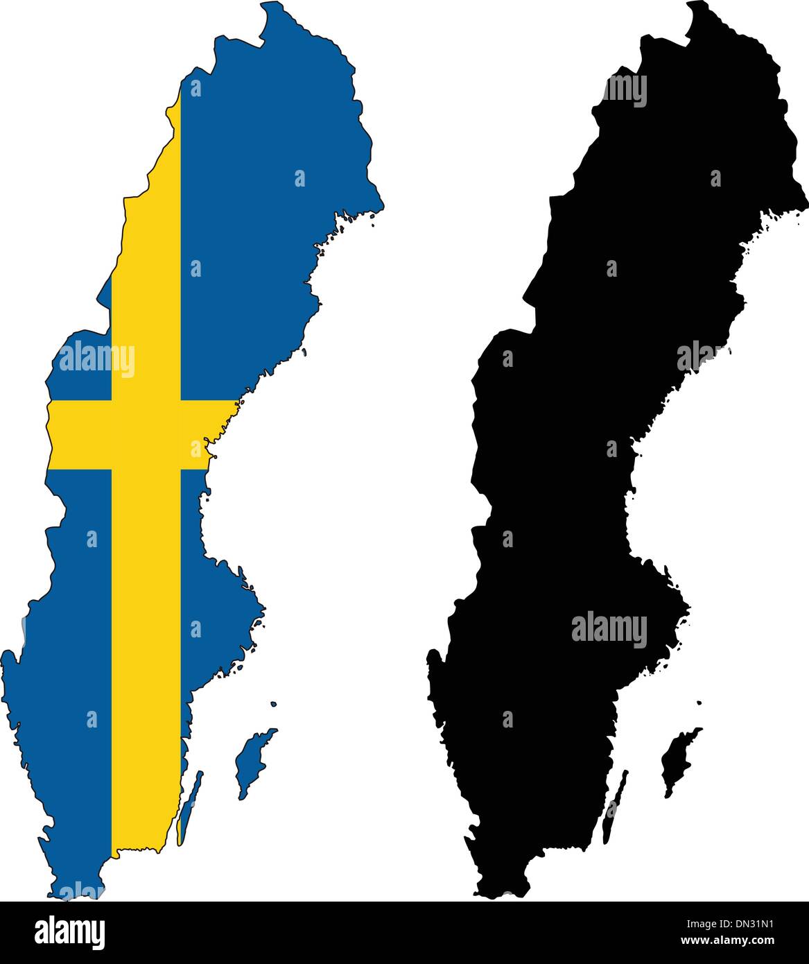 Sweden outline map Cut Out Stock Images & Pictures - Alamy