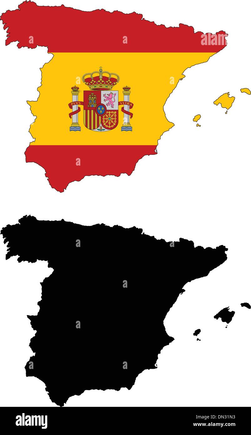 Spain Flag Map Country Shape Cut Out Stock Images & Pictures - Alamy