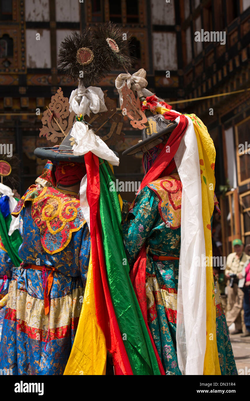 Bhutan, Thangbi Mani Lhakang Tsechu Festival, black hat cham tercham ...