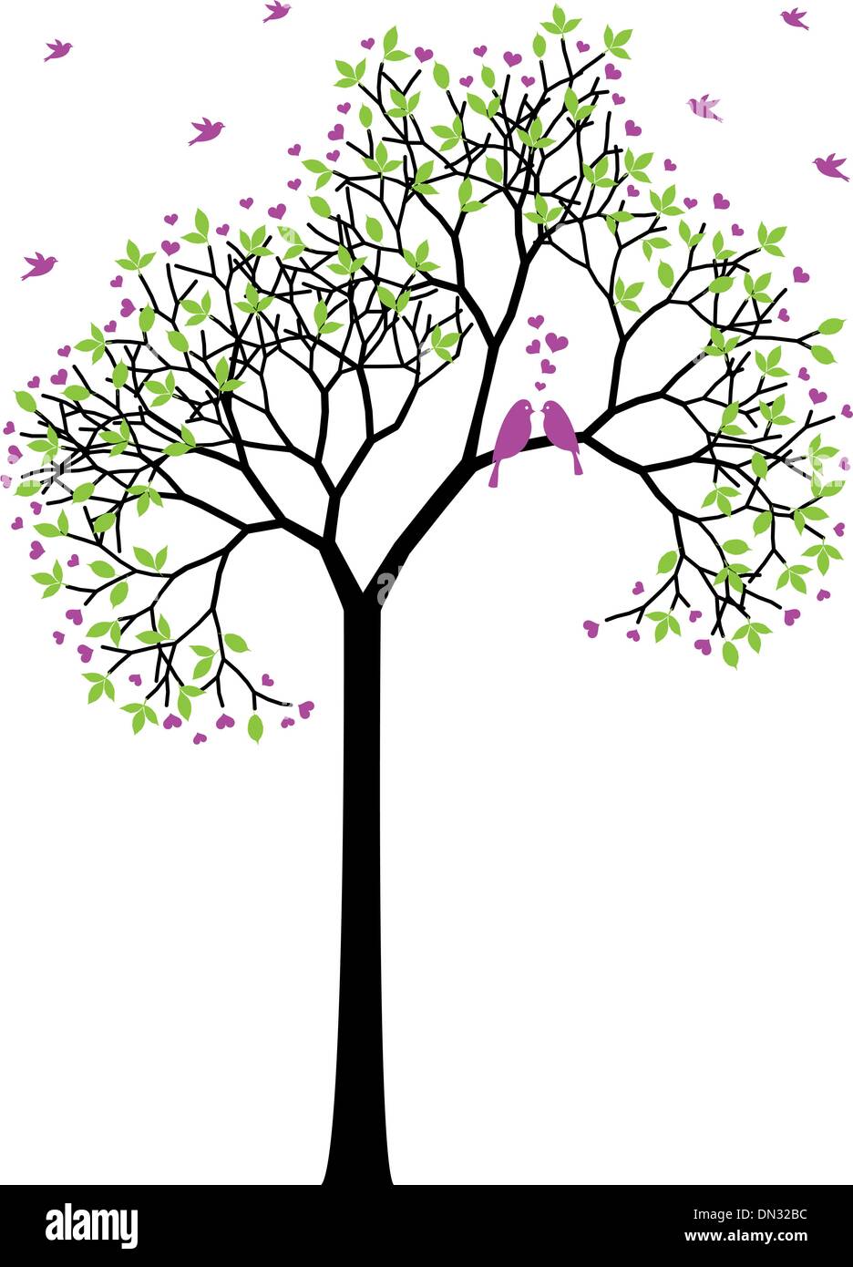 Love Birds Tree Silhouette