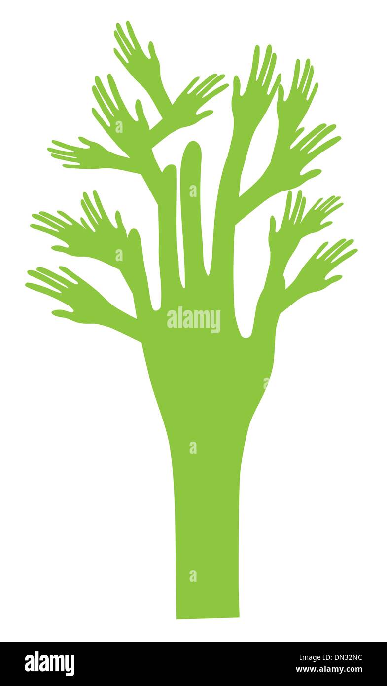 tree with hands Stock Vector Image & Art - Alamy
