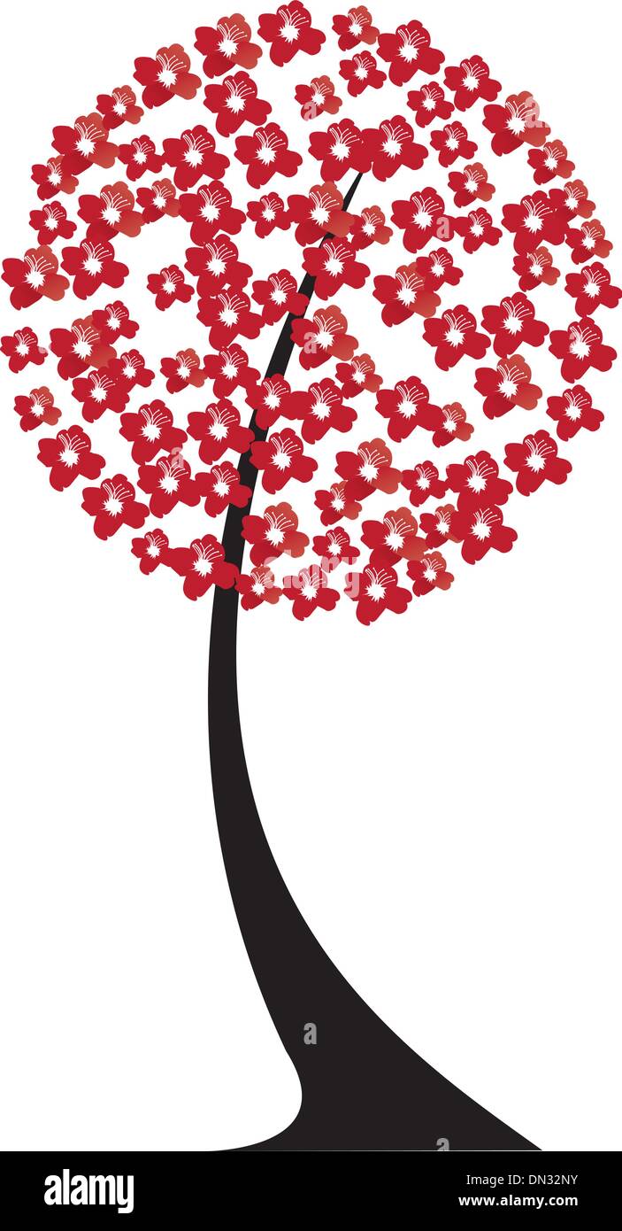 Blooming cherry tree Stock Vector Images - Alamy