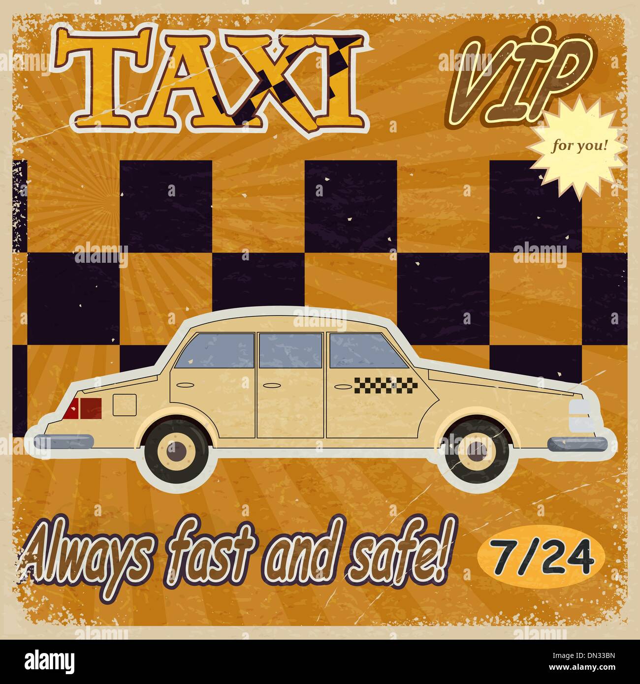 Vintage card with the image of the old taxis. eps10 Stock Vector Image ...