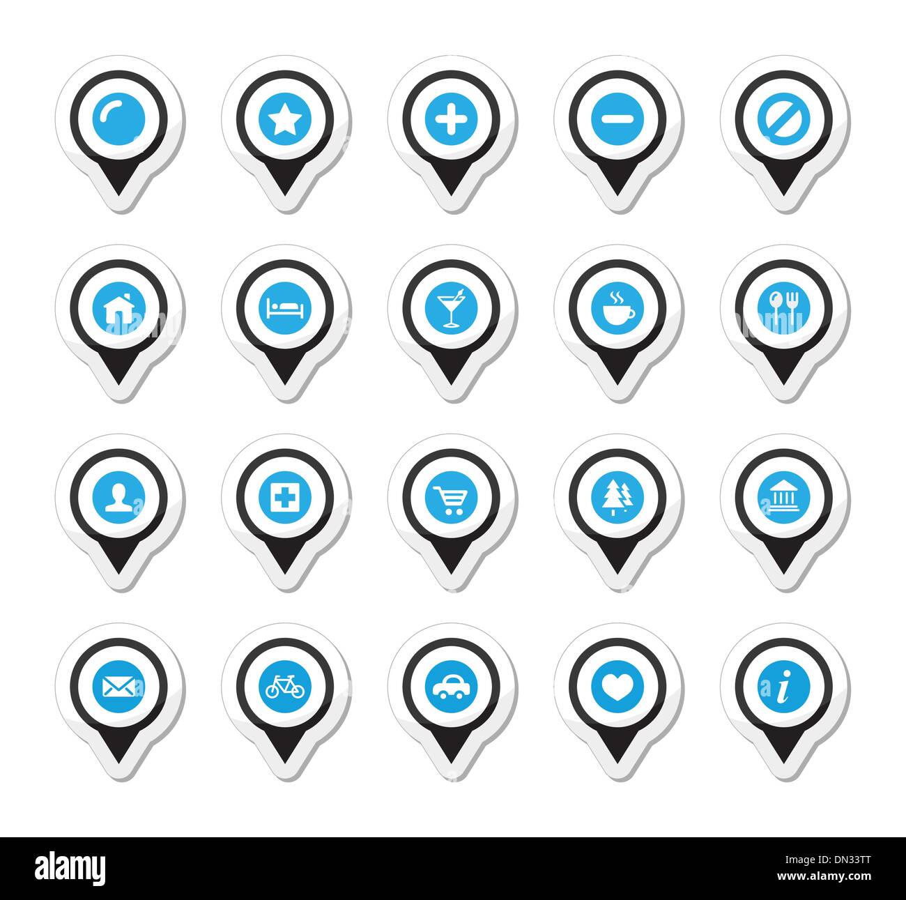 Map location markers, pointers vector icons set Stock Vector Image & Art - Alamy