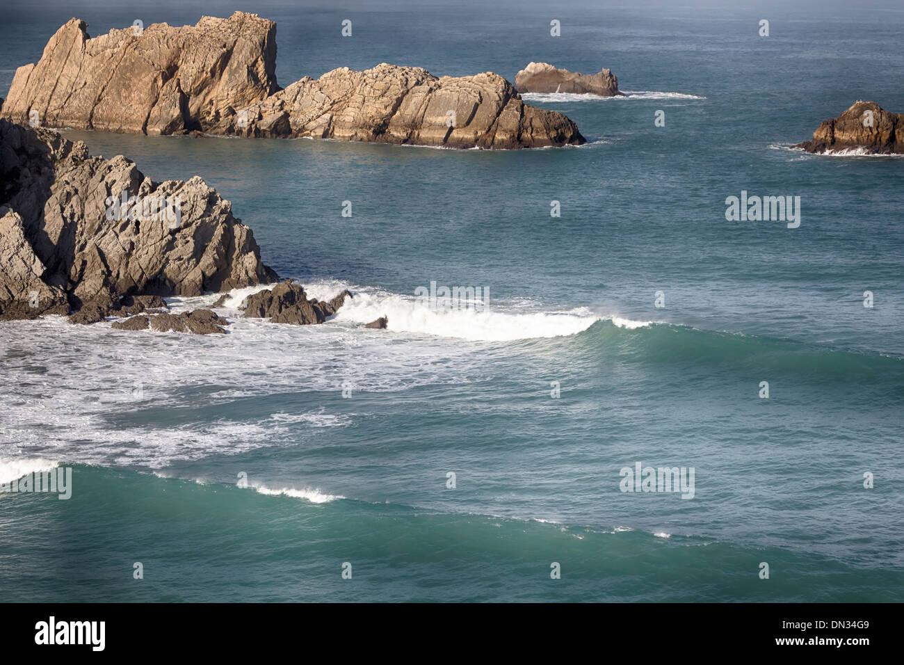 coastal landscape with blue sea and beautiful cliffs Stock Photo - Alamy