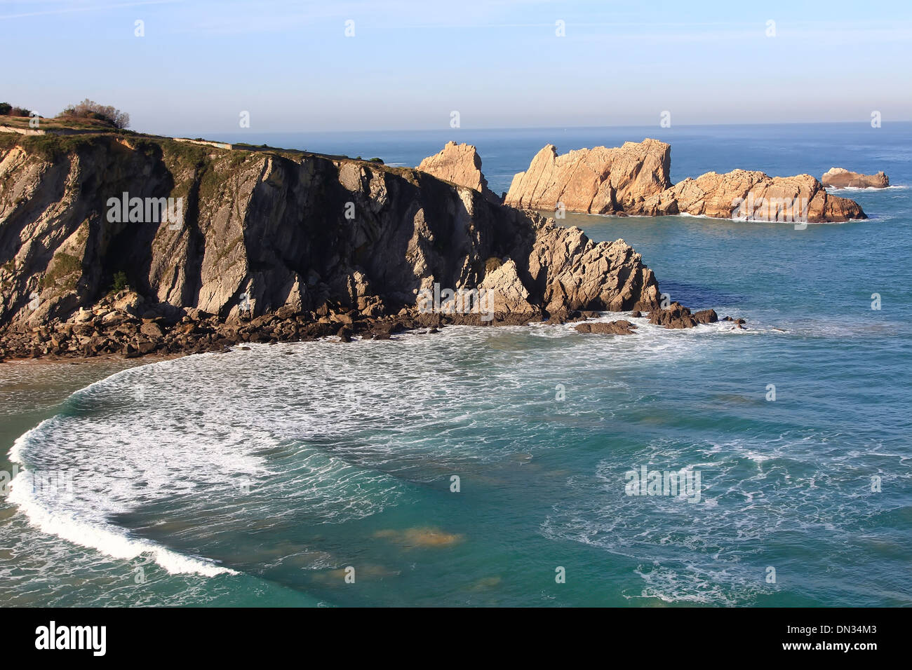 coastal landscape with blue sea and beautiful cliffs Stock Photo - Alamy