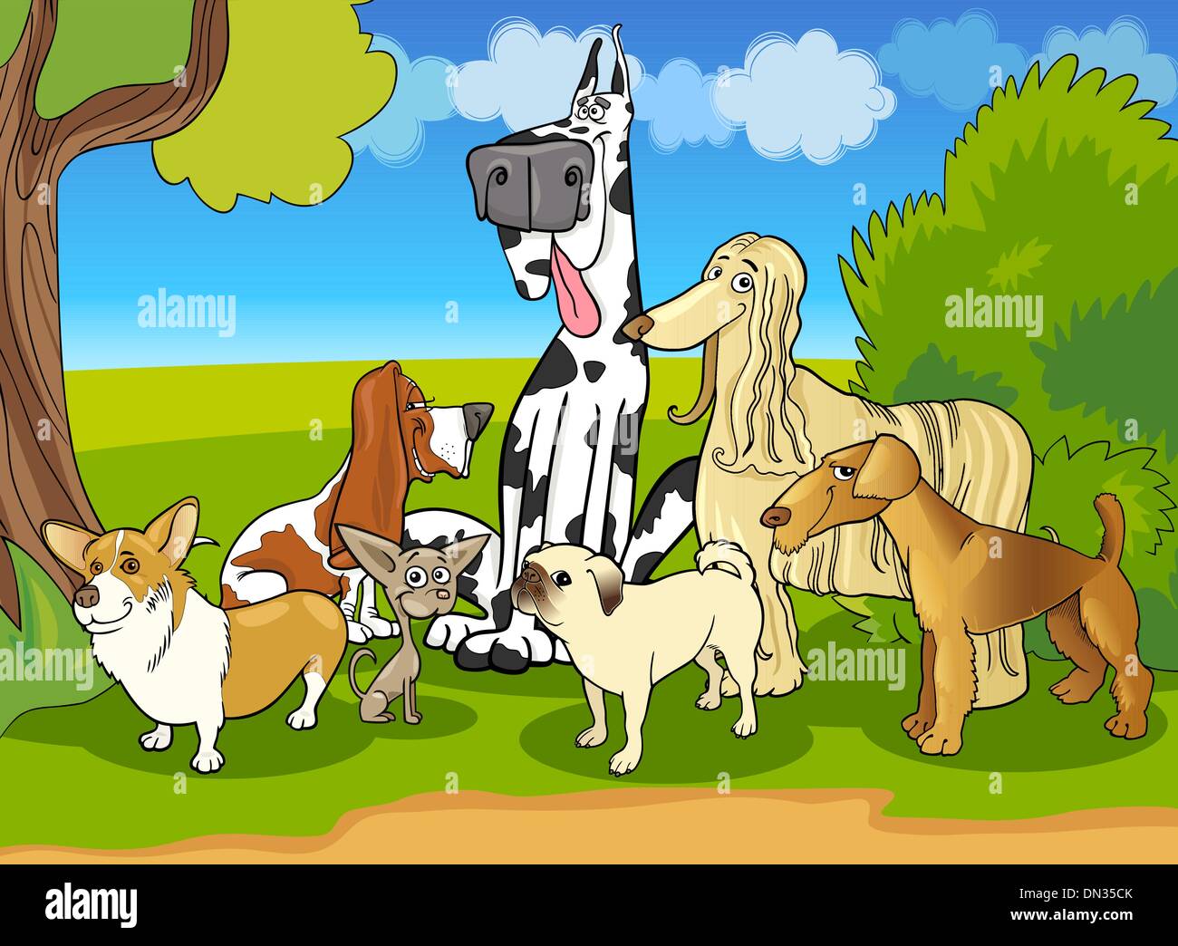 purebred dogs group cartoon illustration Stock Vector Image & Art - Alamy