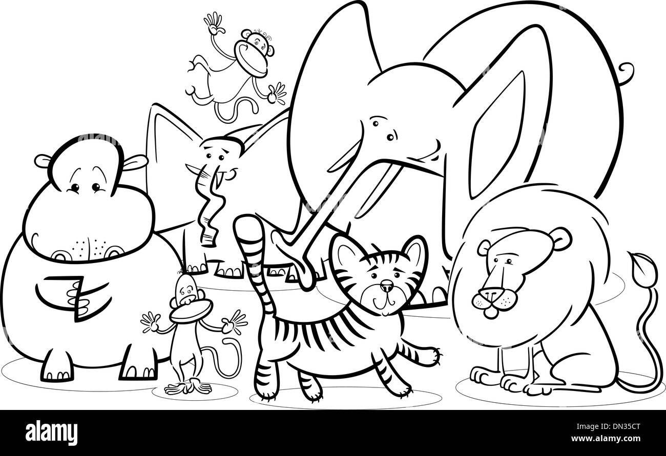 African animals coloring page set hi-res stock photography and images ...
