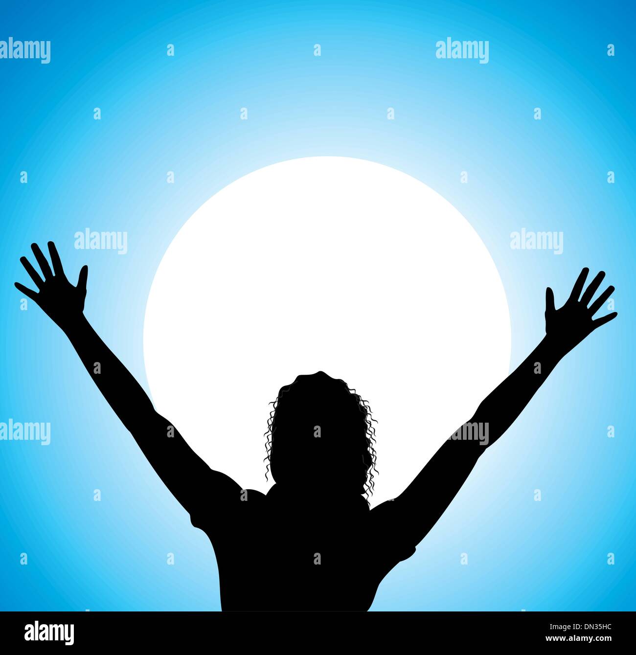 girl with raised hands Stock Vector Image & Art - Alamy