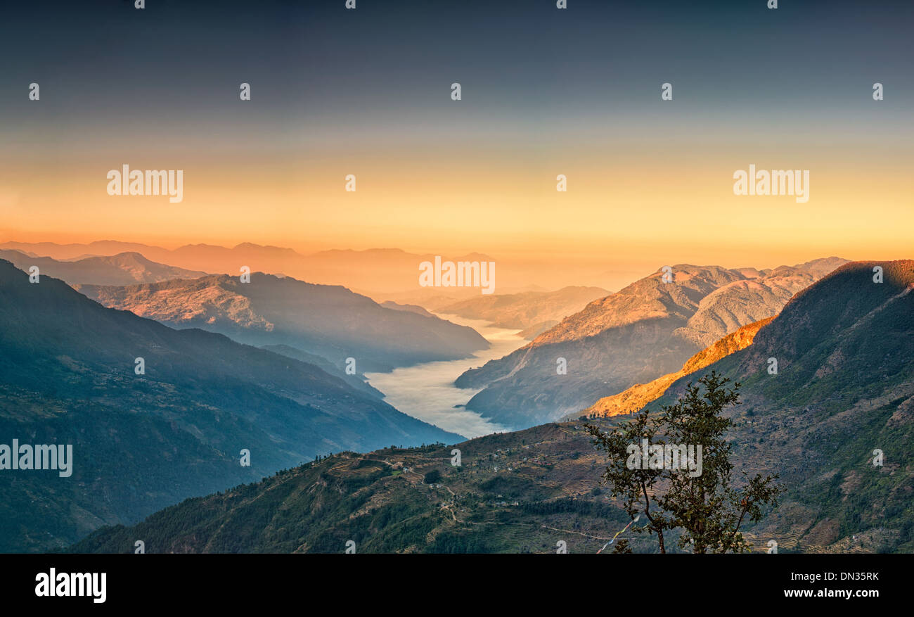 View from kalinchok Photeng towards the Kathmandu valley, Nepal Stock ...