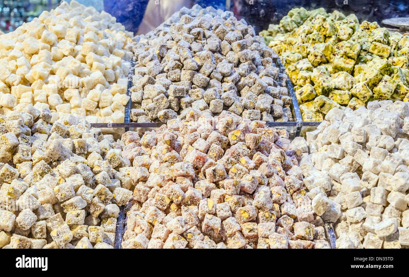 Traditional and delicious Turkish delights, Lokum Stock Photo - Alamy