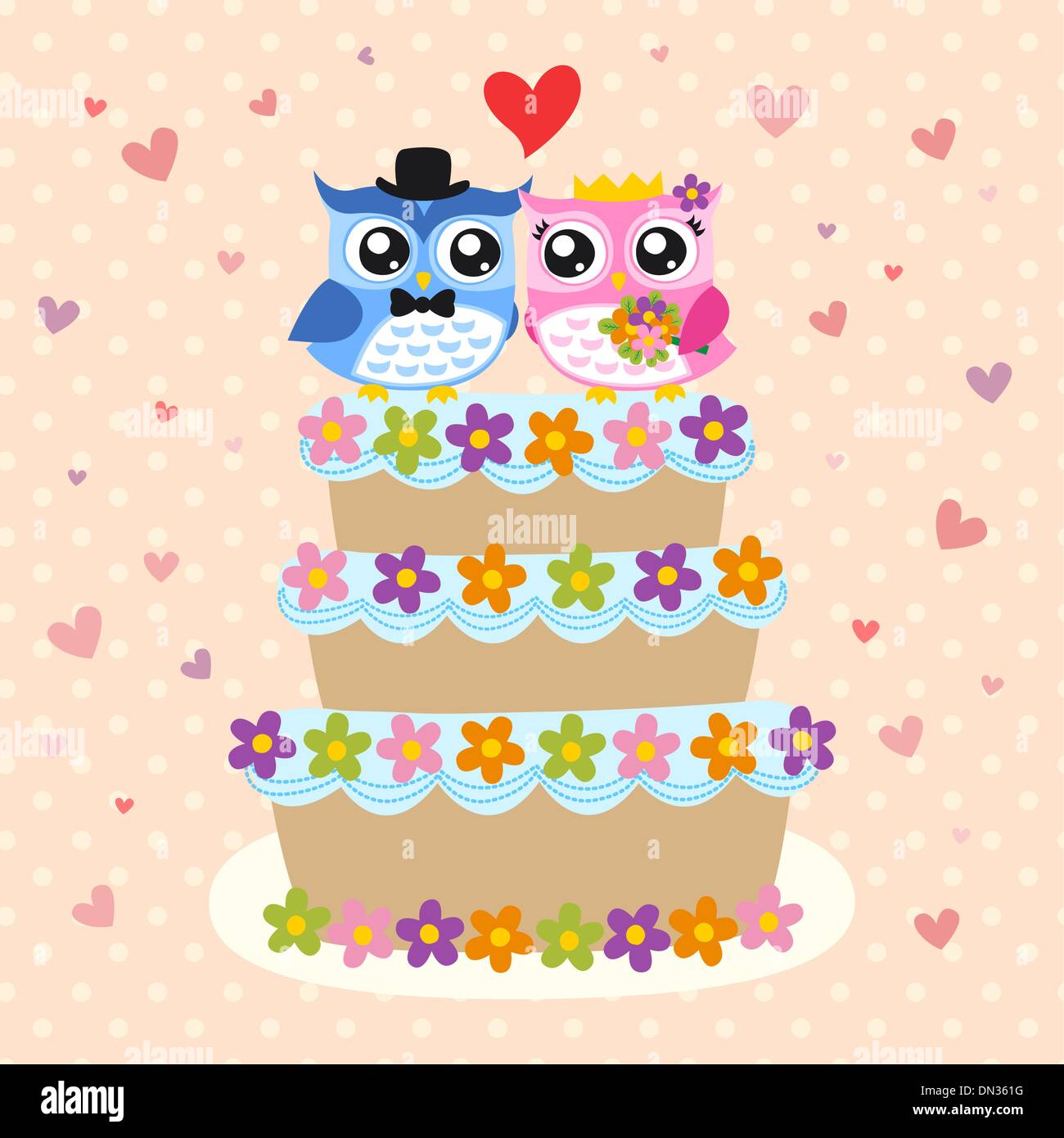 bird bride and groom on wedding card Stock Vector Image & Art - Alamy