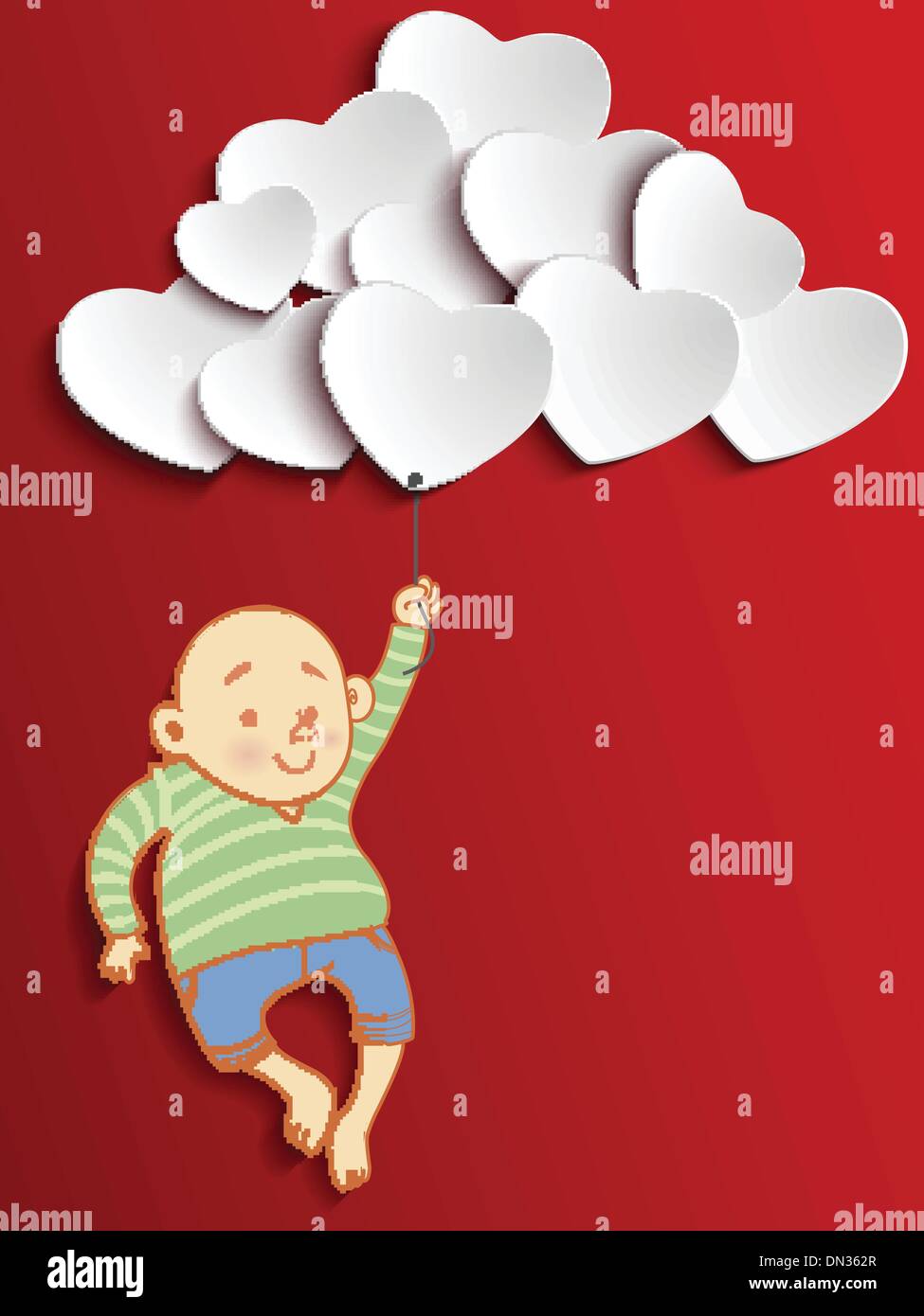 Boy holding red heart Stock Vector Images - Alamy