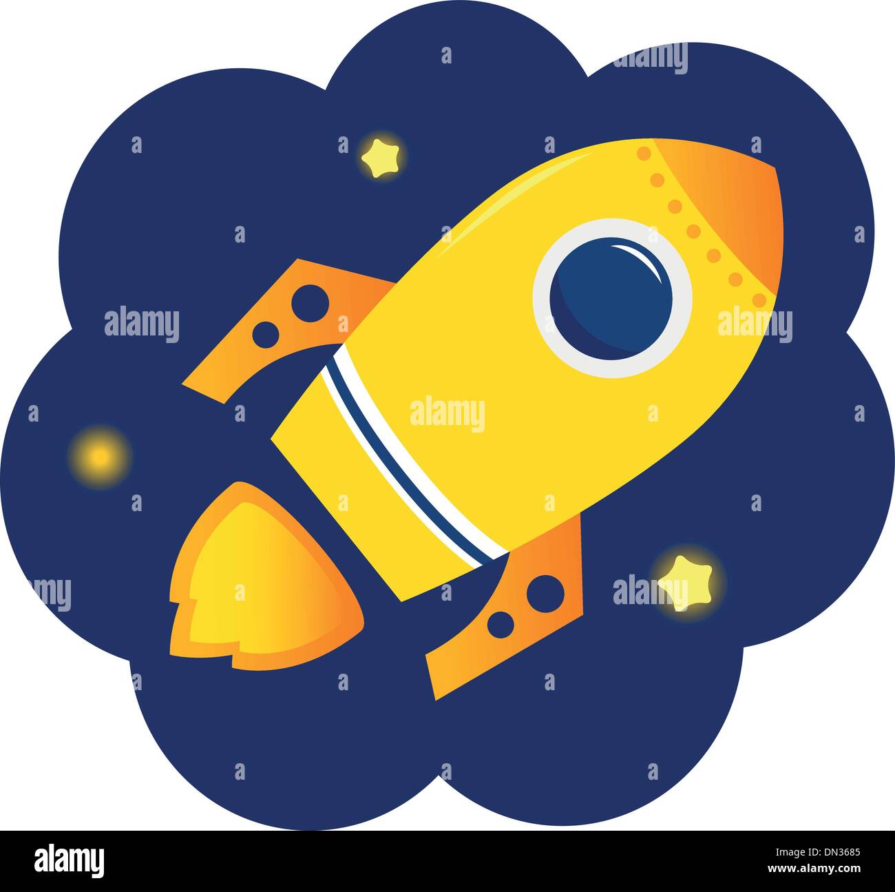 Cartoon stylized Rocket in space with stars Stock Vector Image & Art ...