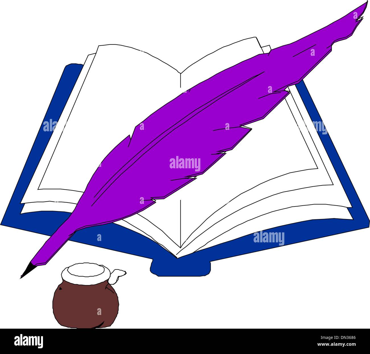 feather pen and notebook Stock Vector Image & Art - Alamy