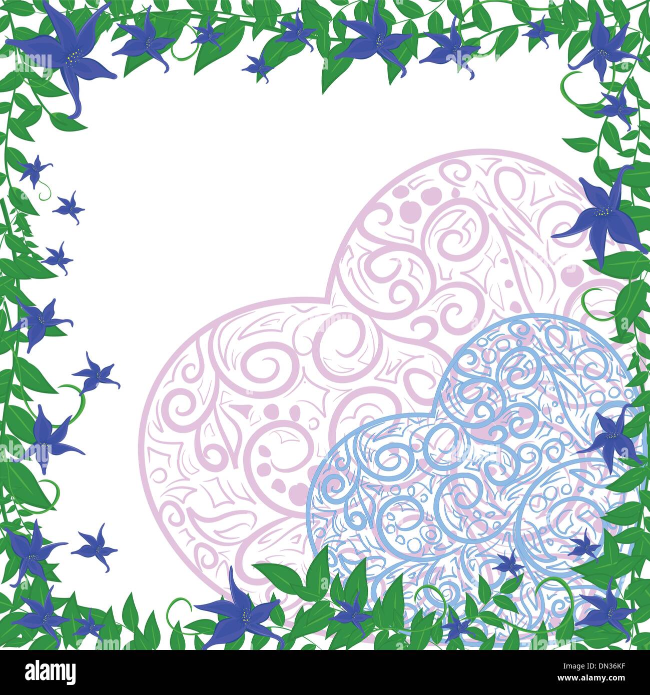 blue heart in frame with blue flowers Stock Vector Image & Art - Alamy