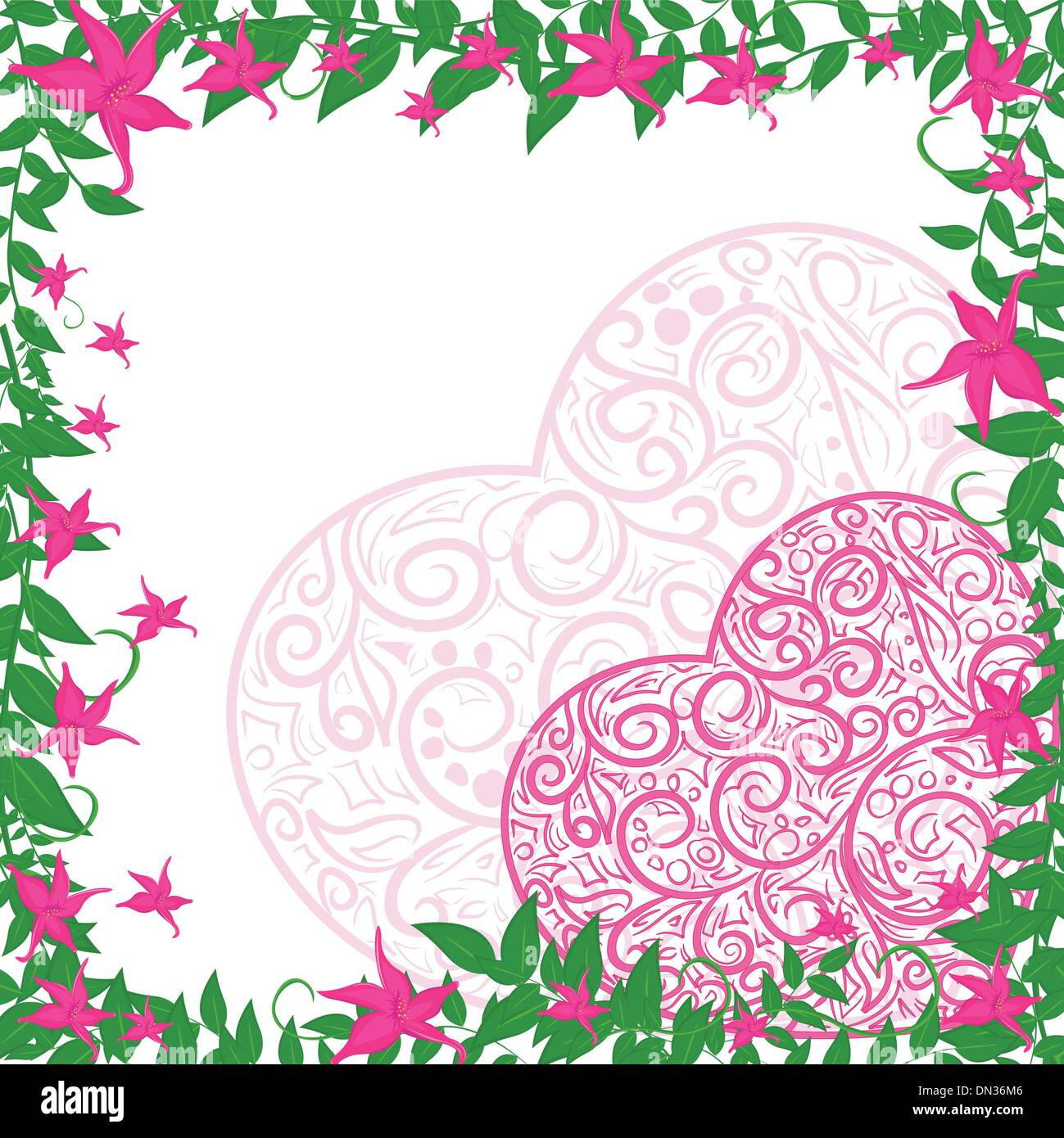pink heart in frame with pink flowers Stock Vector Image & Art - Alamy