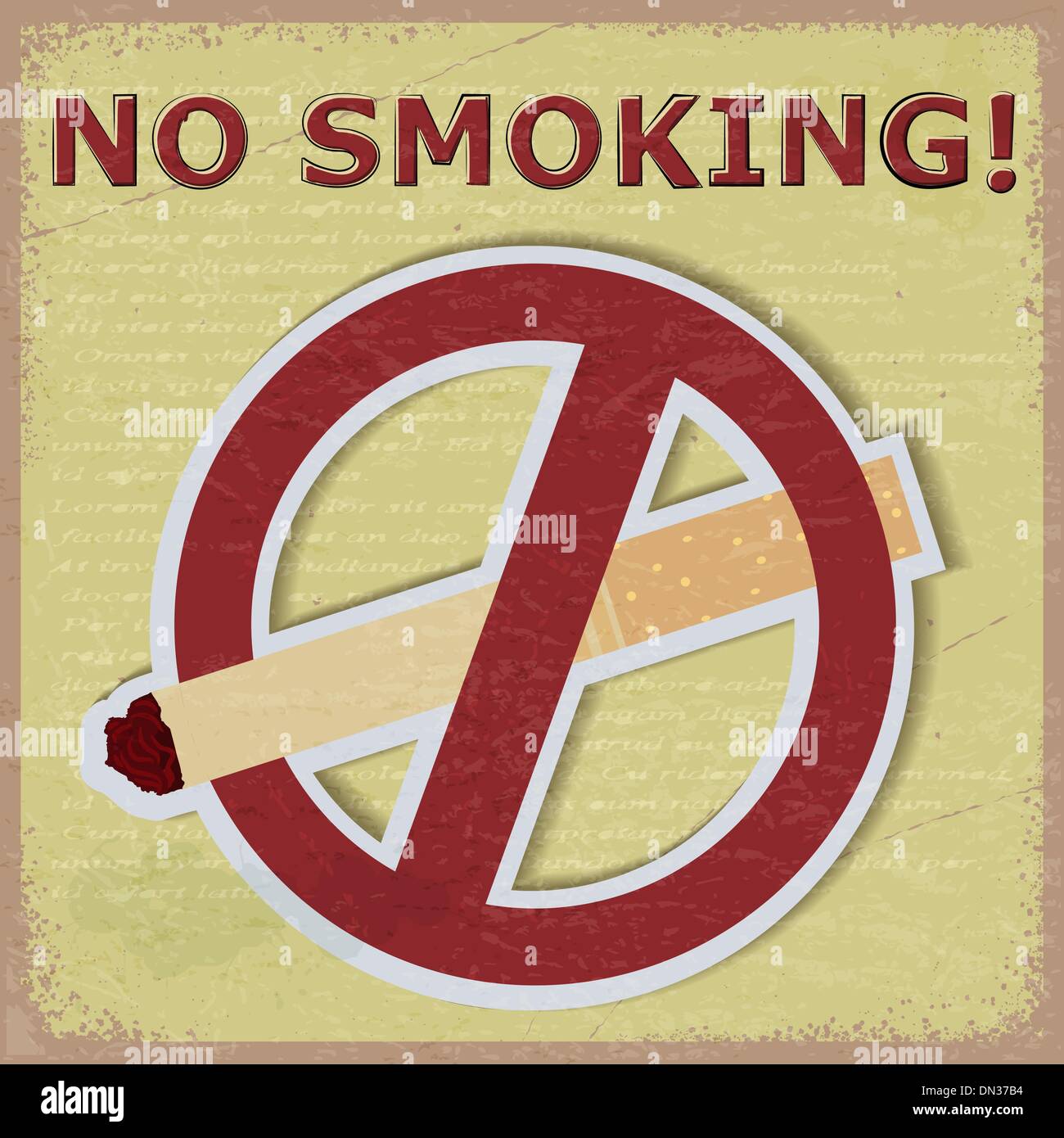 Vintage background with the image of the sign ban cigarettes Stock ...