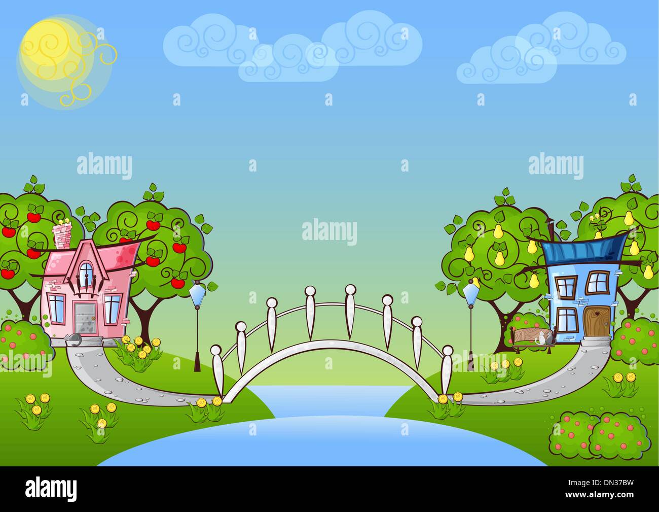 Pink house blue sky Stock Vector Images - Alamy