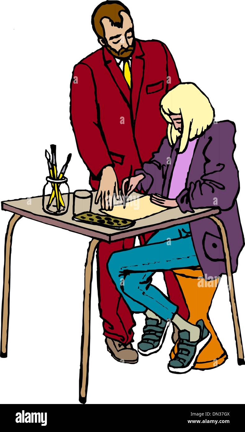 Classroom children teacher teaching Stock Vector Images - Alamy