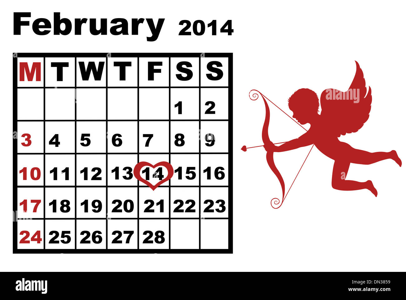 February Calendar 2014 isolated Stock Photo - Alamy