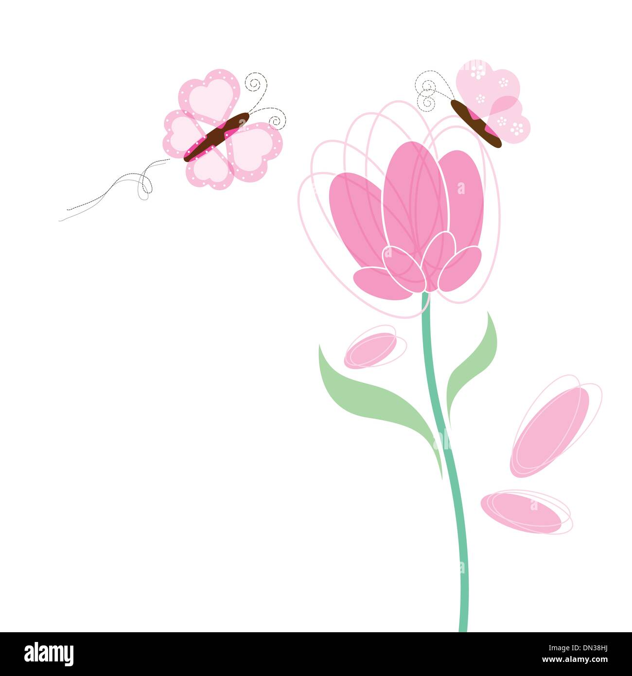 Butterfly and flower design white background Stock Vector Image & Art ...