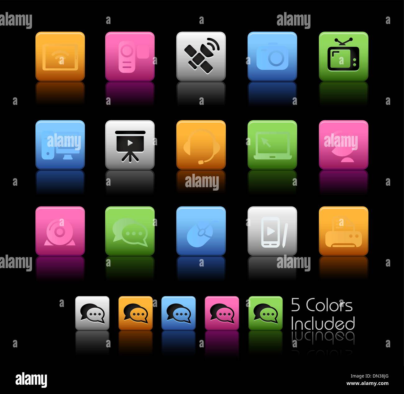 Communication Icons // Color Box Stock Vector Image & Art - Alamy