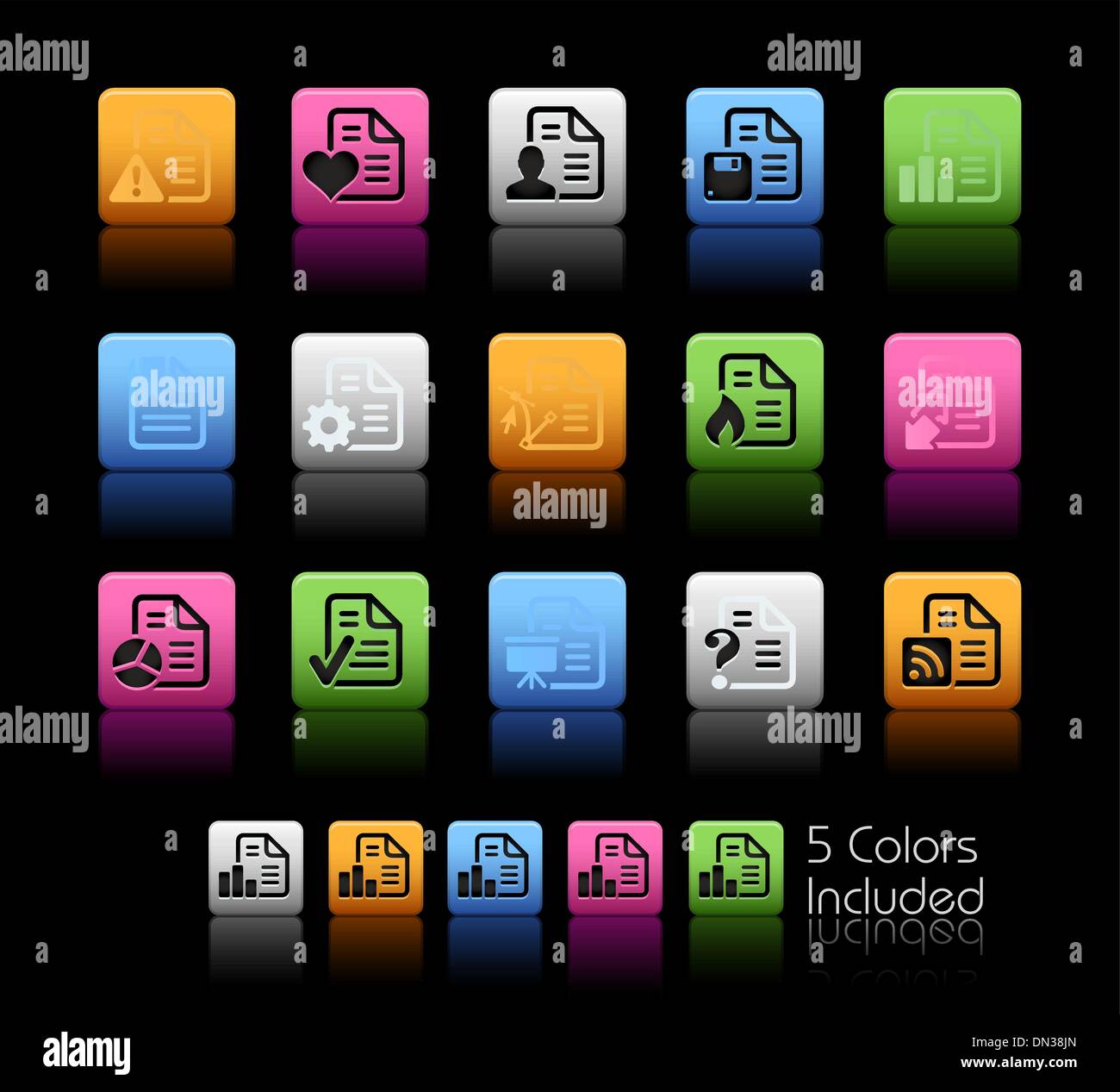 Documents Icons - 2 // Color Box Stock Vector Image & Art - Alamy