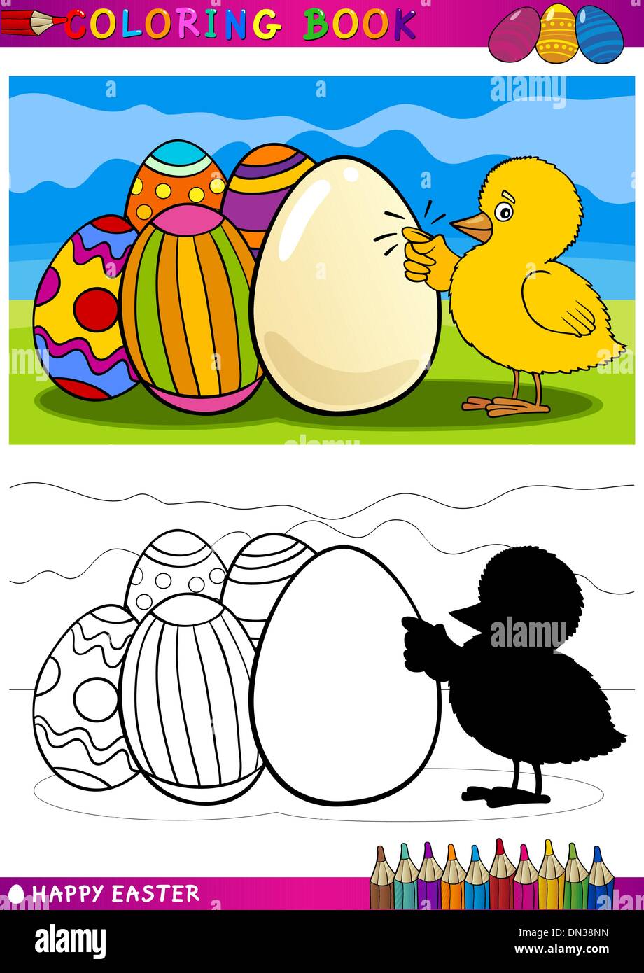 easter chick cartoon illustration for coloring Stock Vector Image & Art ...
