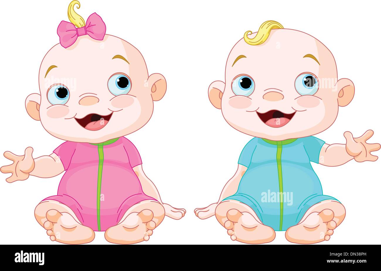 Cute smiling twins Stock Vector Image & Art - Alamy