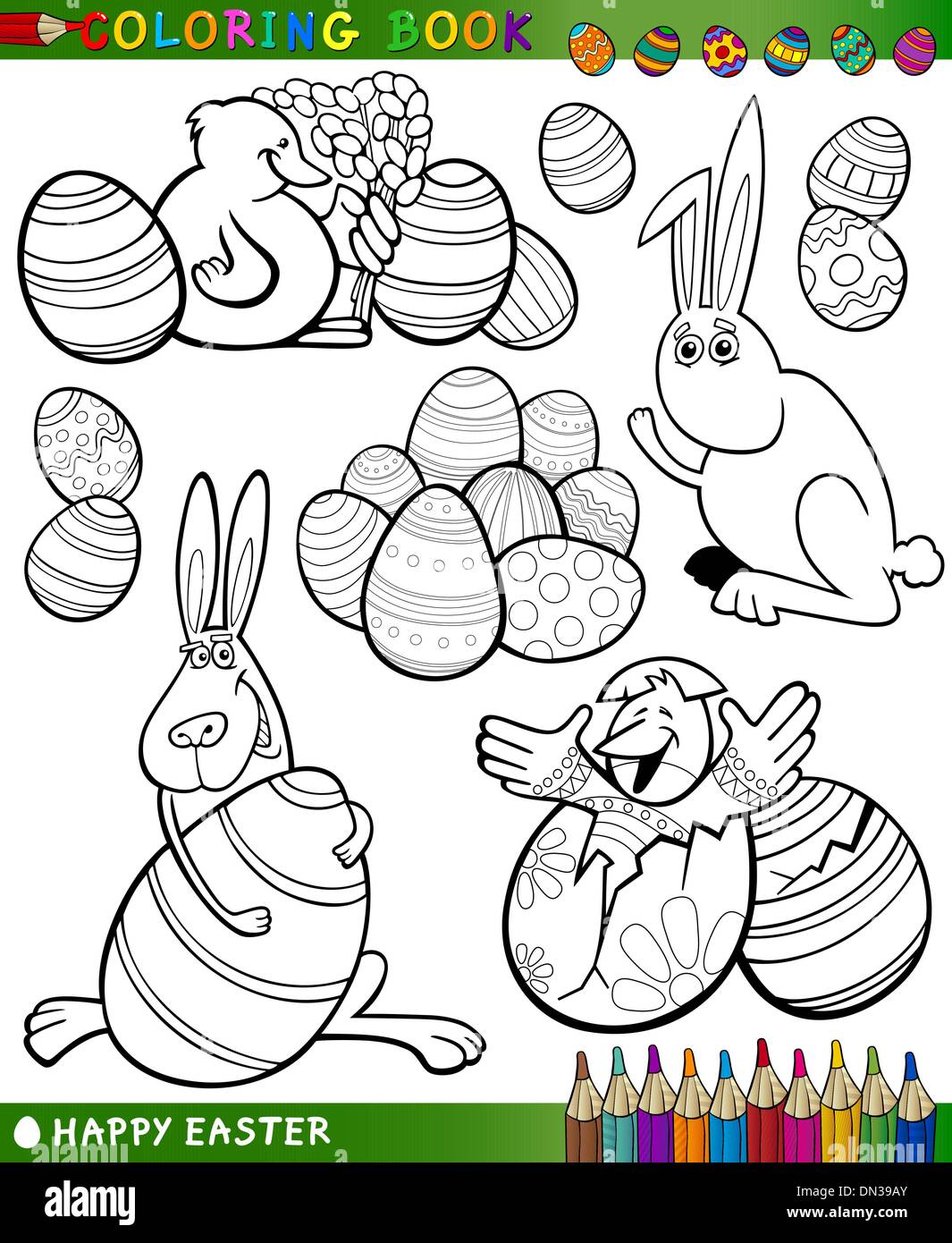 easter cartoon themes for coloring Stock Vector Image & Art - Alamy