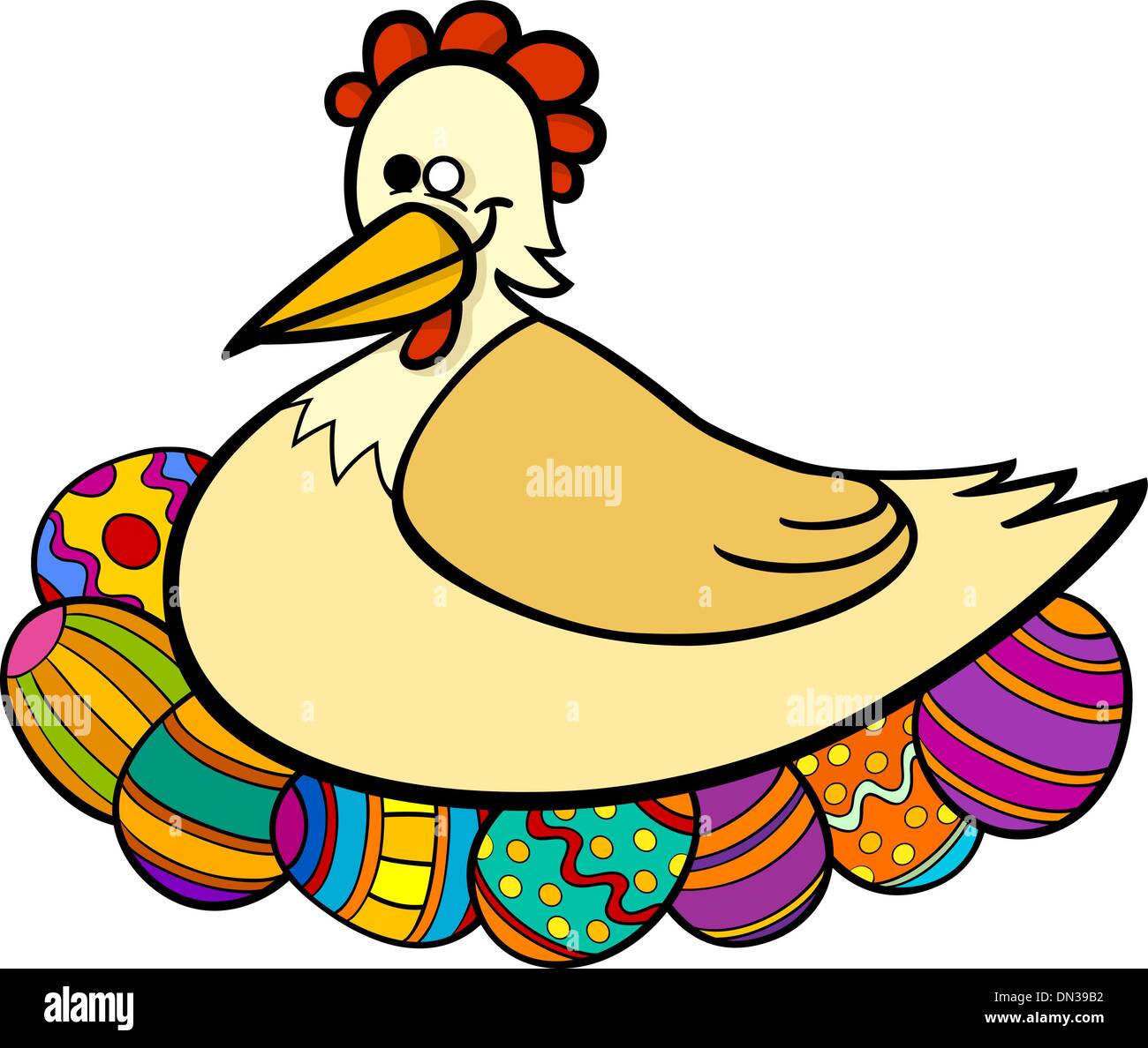 hen hatching easter eggs cartoon illustration Stock Vector Image & Art ...