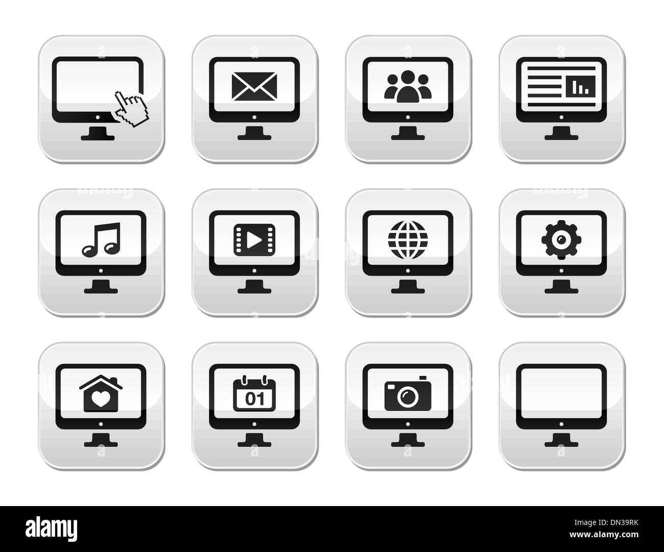 Computer screen modern grey buttons set Stock Vector Image & Art - Alamy