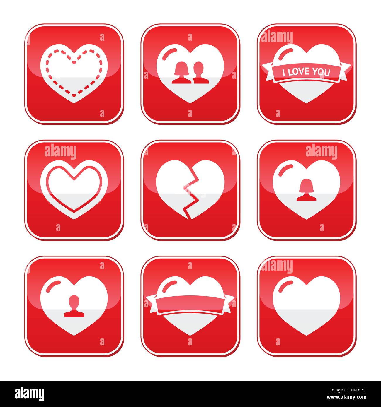 Love hearts buttons set for Valentines Day Stock Vector Image & Art - Alamy