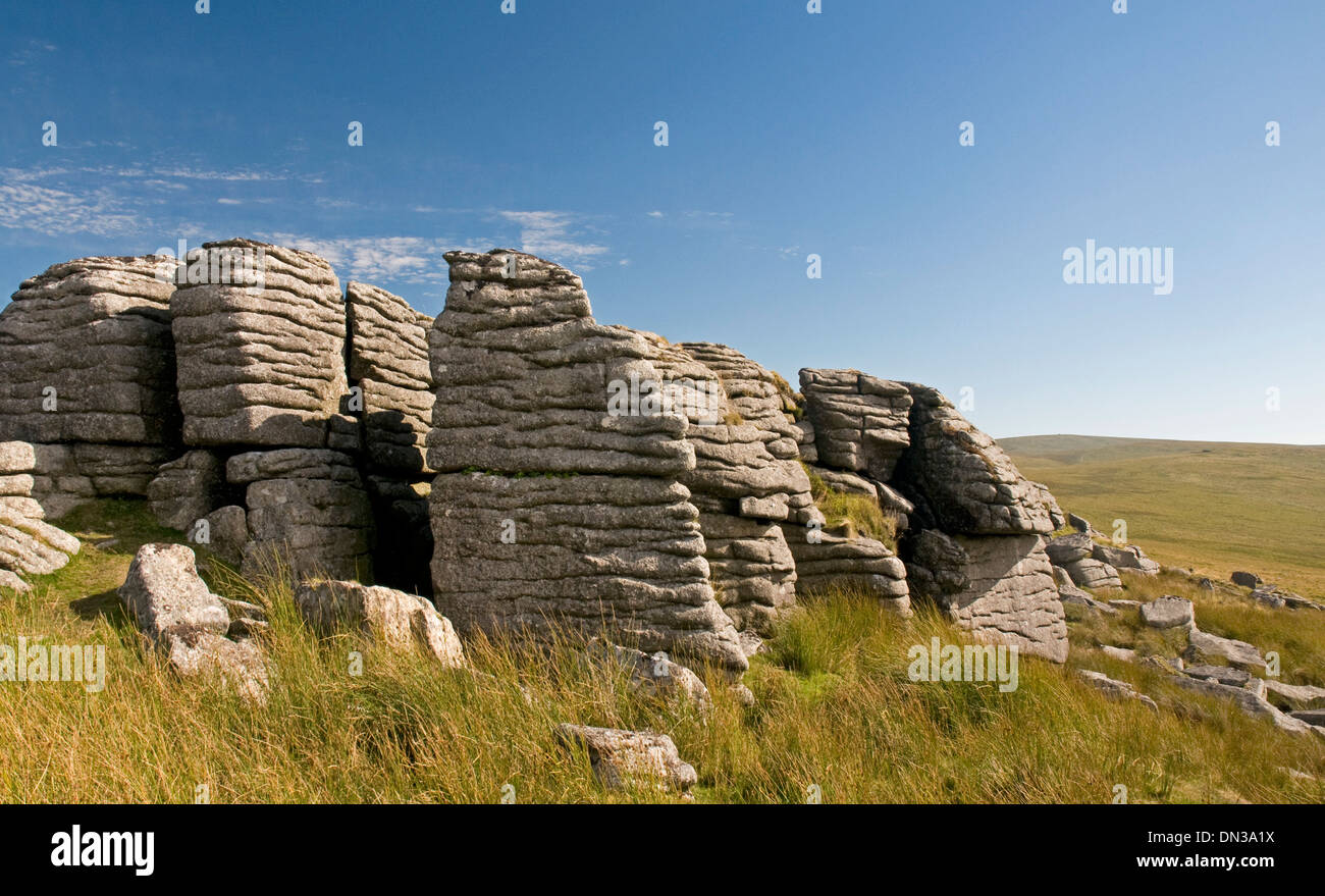 Impessive moorland scenery at Oke Tor on Dartmoor, looking north Stock ...