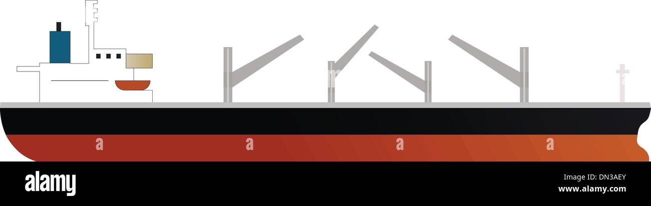 cargo ship of dry bulk carrier with four cranes Stock Vector Image ...