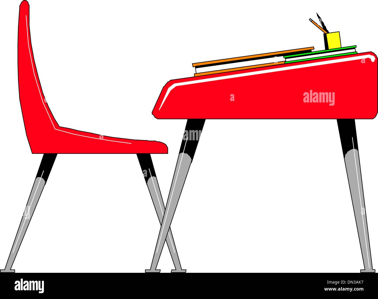 School desk table isolated wood Stock Vector Images - Alamy