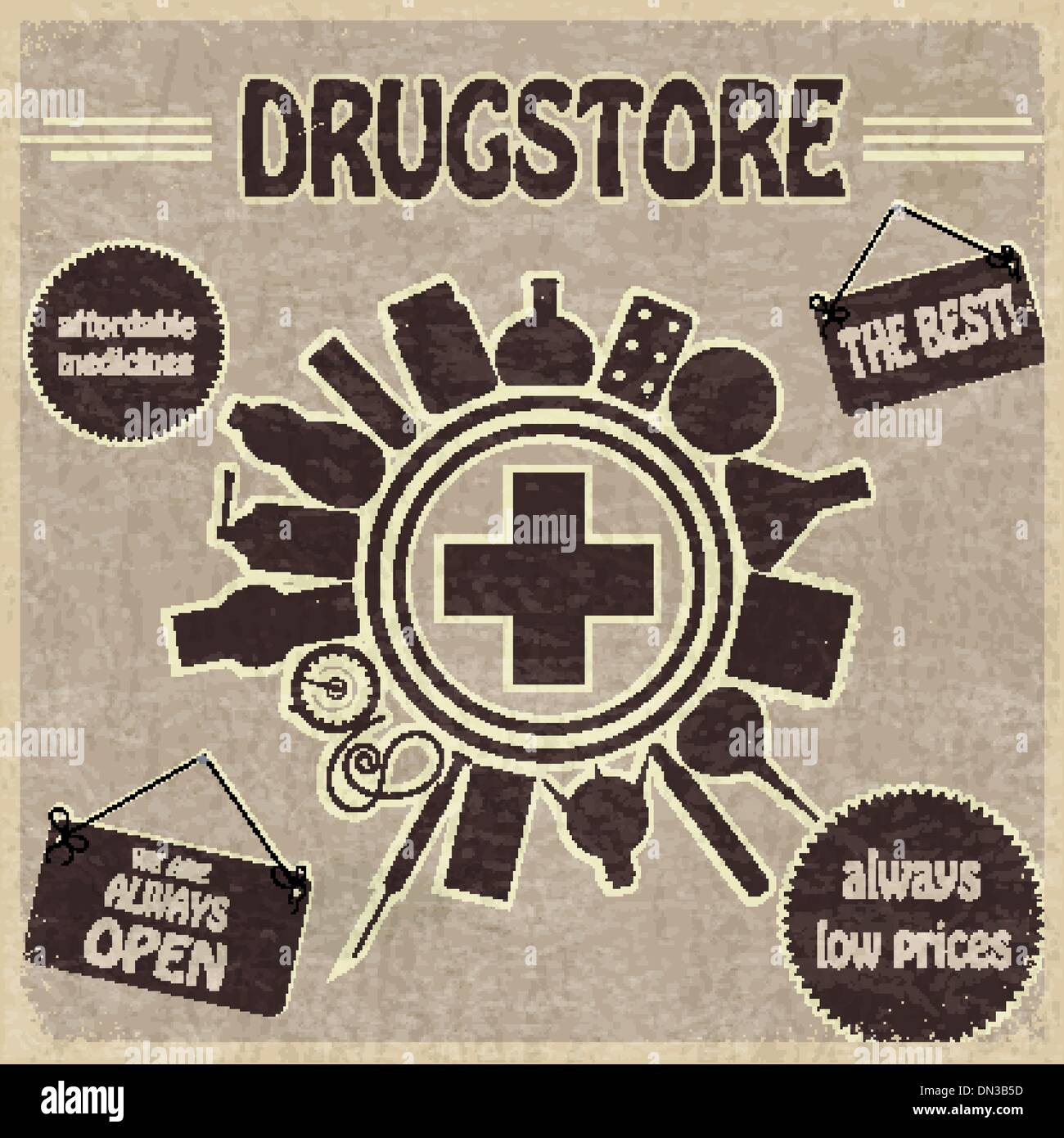 Vintage sign for the drugstores Stock Vector Image & Art - Alamy