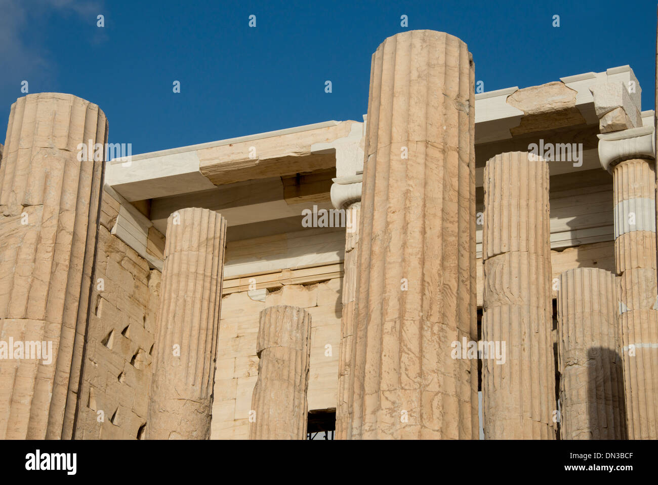 Greece, Athens, Acropolis. The Parthenon, Doric temple dedicated to the maiden goddess Athena ...