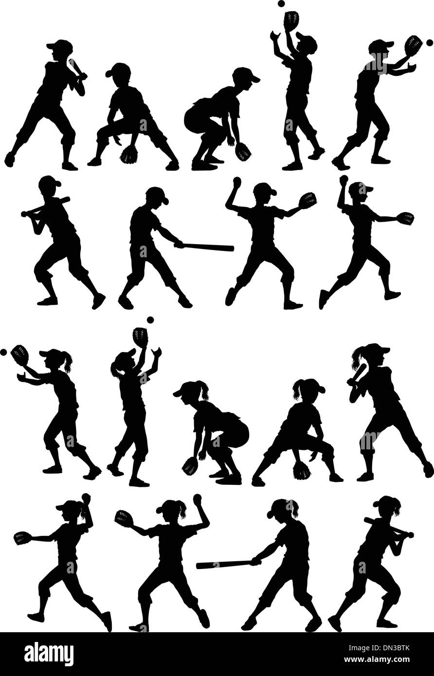 Girls Softball Silhouette